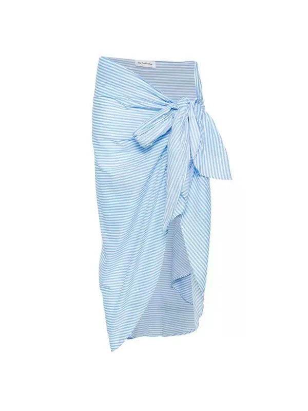 THE FRANKIE SHOP Thira Striped Wrap-style Skirt - Blue