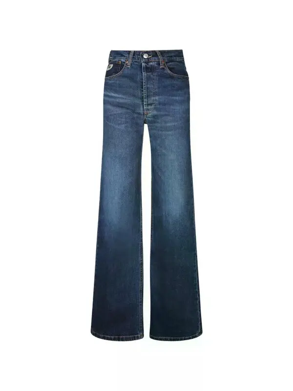 LOIS Logo-patch Wide-leg Jeans - Blue