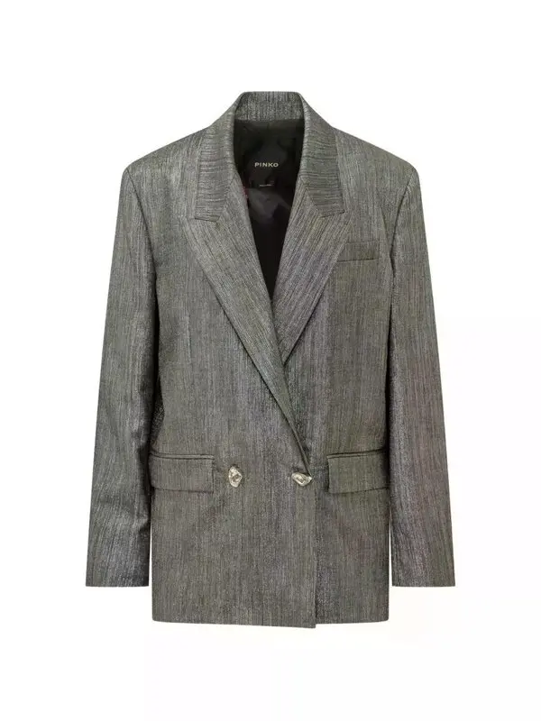 Pinko Double-breasted Cayman Jacket In Metal Wool With Jewel Buttons