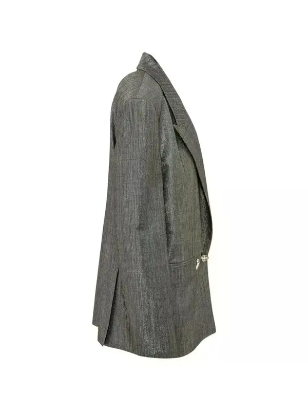 Pinko Double-breasted Cayman Jacket In Metal Wool With Jewel Buttons
