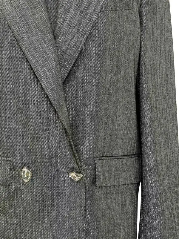 Pinko Double-breasted Cayman Jacket In Metal Wool With Jewel Buttons