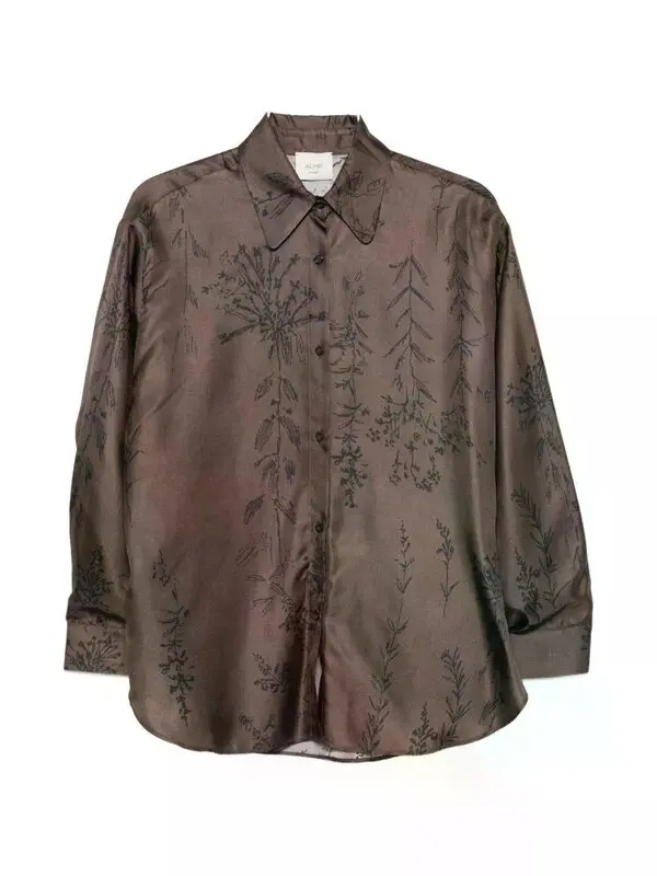 ALYSI Floral-print Silk Shirt - Brown