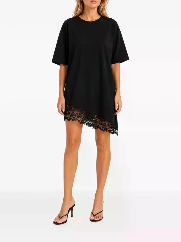 HAMZA Lace-trim Mini Dress - Black
