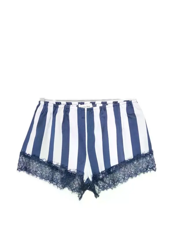 THE FRANKIE SHOP Milos Stripe Lace-trim Shorts - Blue