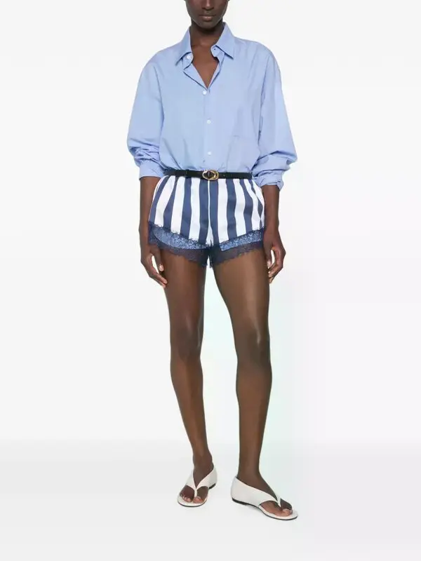 THE FRANKIE SHOP Milos Stripe Lace-trim Shorts