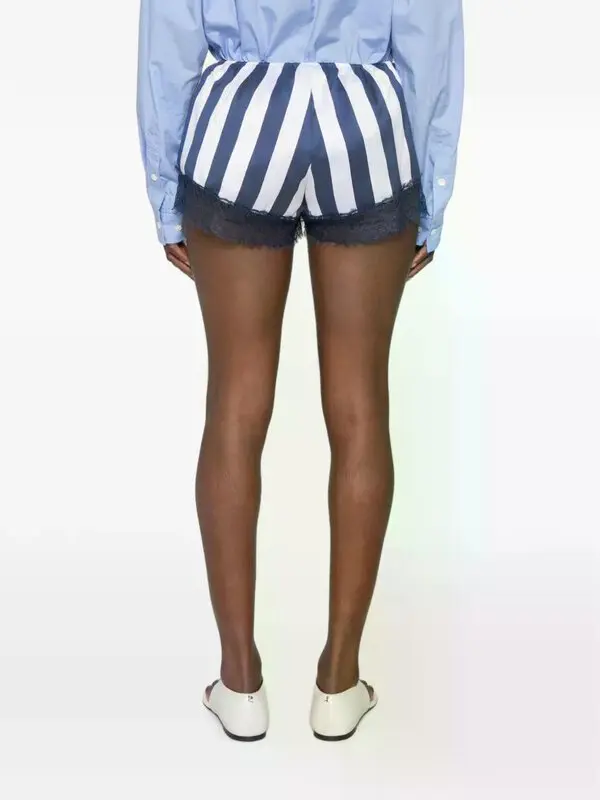 THE FRANKIE SHOP Milos Stripe Lace-trim Shorts