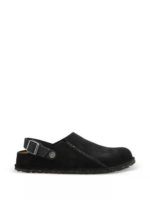 BIRKENSTOCK Lutry Suede Flat Mules - Black