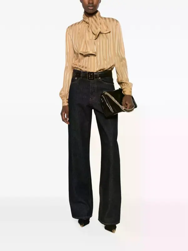 Saint Laurent Striped Pussy-bow Blouse