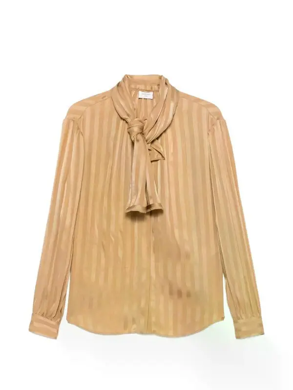 Saint Laurent Striped Pussy-bow Blouse - Neutrals
