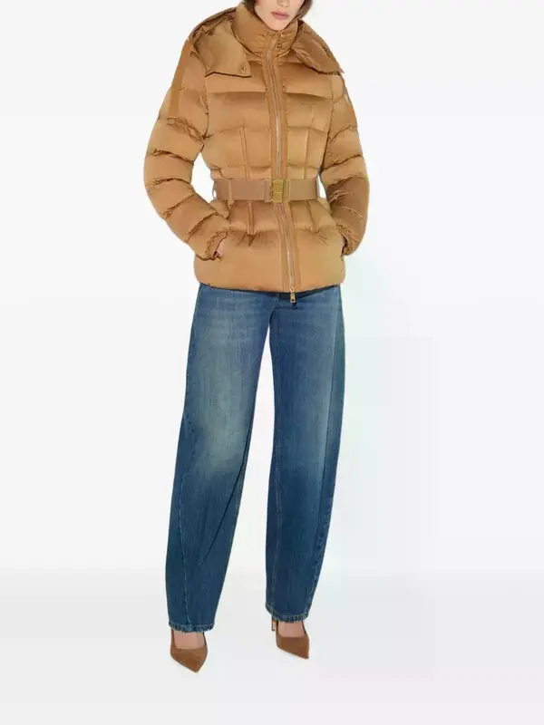 Elisabetta Franchi Down Jacket In Voile Fabric