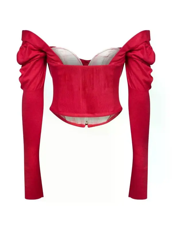 VIVIENNE WESTWOOD Off-shoulder Orb-embroidered Sweater - Red