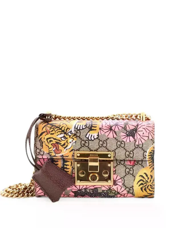 Gucci Padlock Bengal Print Gg Coated Canvas Shoulder Bag - Brown