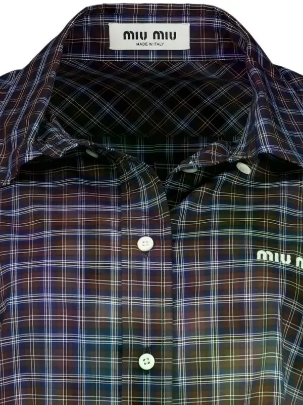 Miu Miu Check-print Cropped Shirt