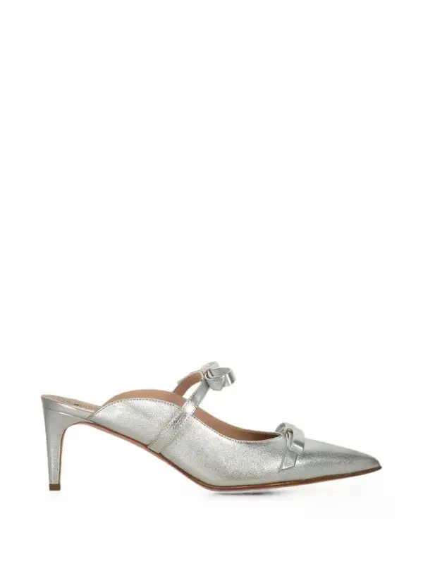 Red Valentino Bow-detail Pointed-toe Mules - Silver