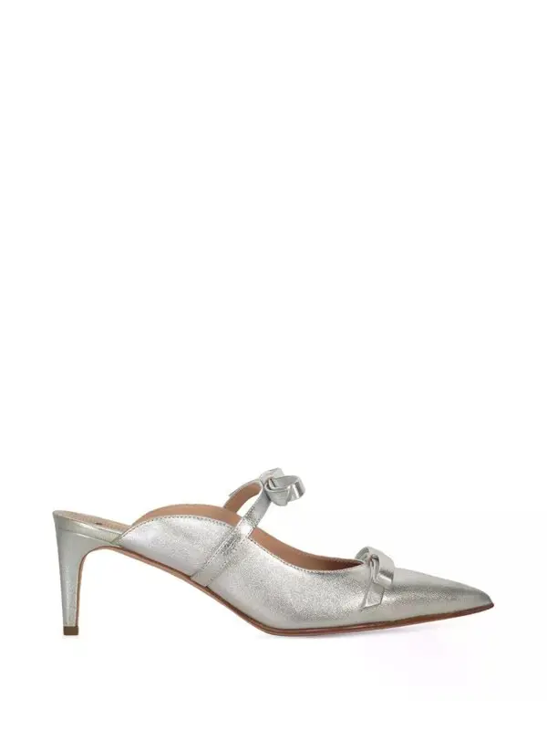 Red Valentino Bow Detail Pointed Toe Mules - Silver