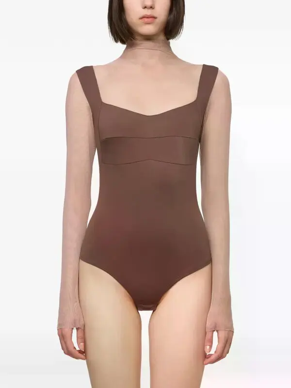 ATU BODY COUTURE Tulle-insert Long-sleeve Top - Brown