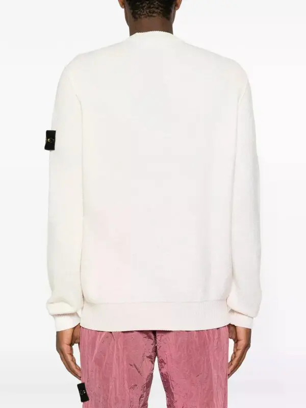 Stone Island Logo Patch Crew Neck Sweater - Neutrals