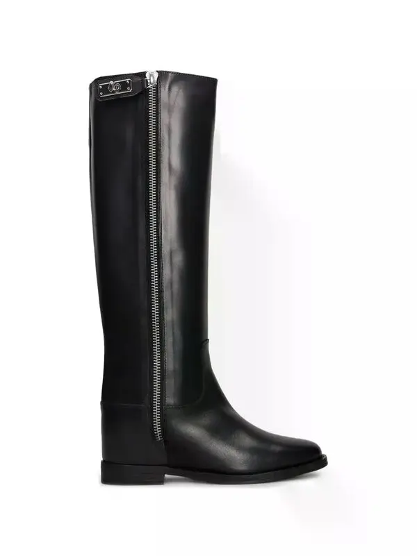 VIA ROMA 15 Knee-high Zip-fastening Buckle-detail Boots - Black