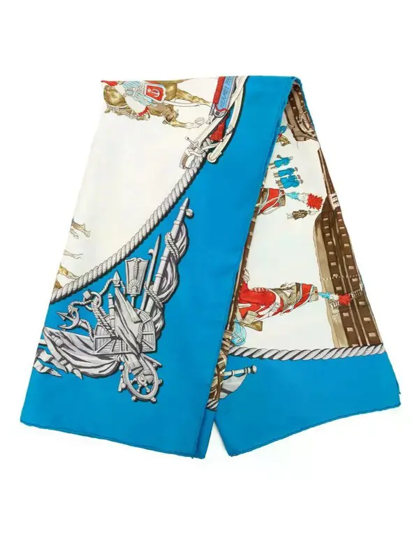 Hermès 20th Century Marine Et Cavalerie Silk Scarf 90 Scarves - Blue
