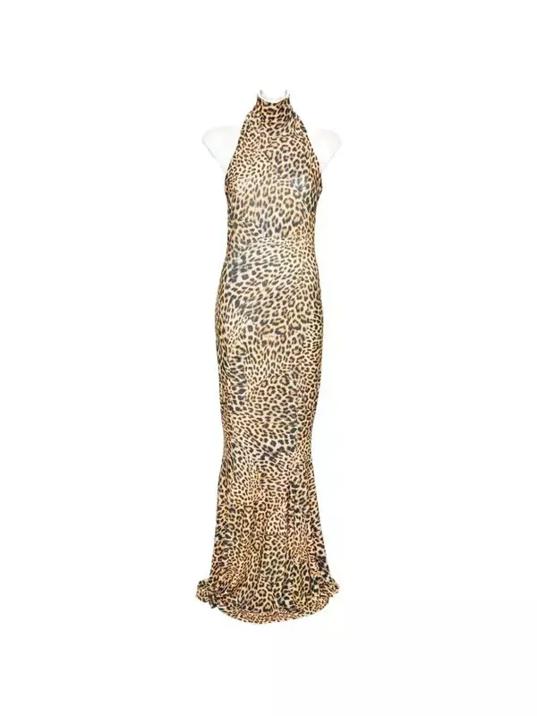 Norma Kamali Halterneck Fishtail Gown Maxi Dress - Neutrals