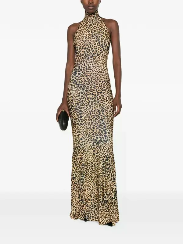 Norma Kamali Halterneck Fishtail Gown Maxi Dress