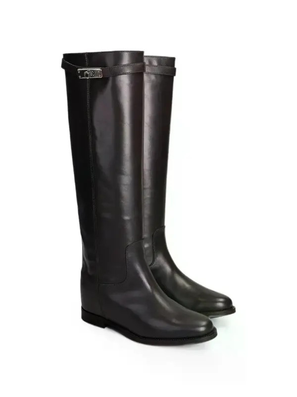 VIA ROMA 15 Buckled Leather Knee-high Boots - Brown