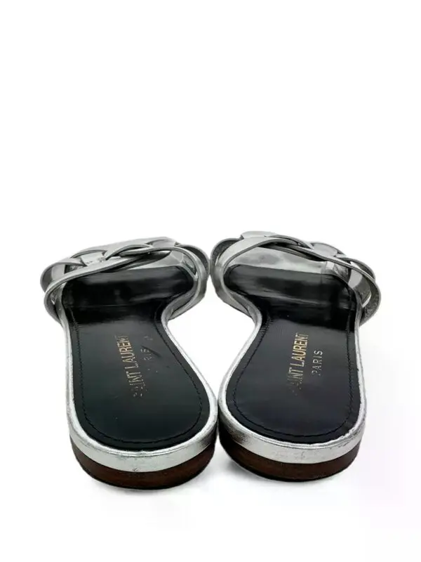 Saint Laurent Tribute Woven Slides - Silver
