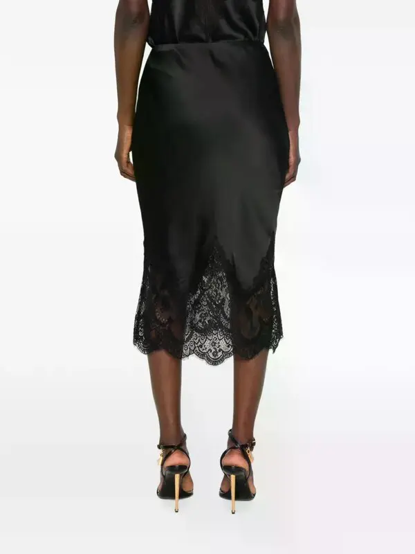 Norma Kamali Lace Trim Midi Skirt