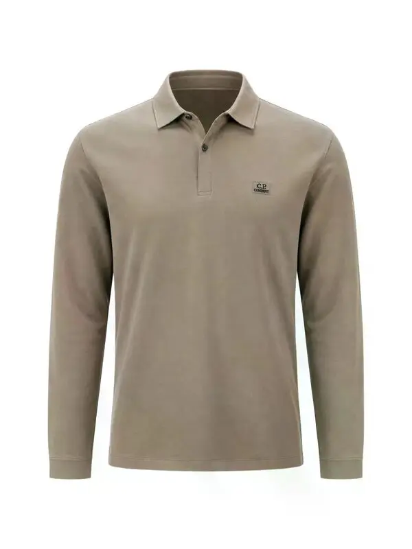 C.P. COMPANY Logo-patch Long-sleeve Polo Shirt
