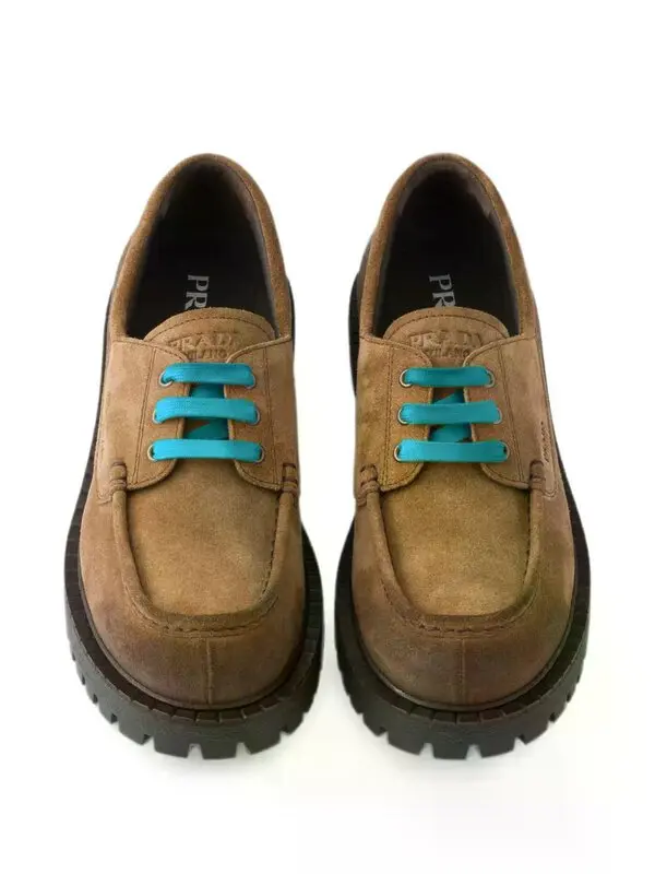 Prada Waxed Suede Lace-up Shoes