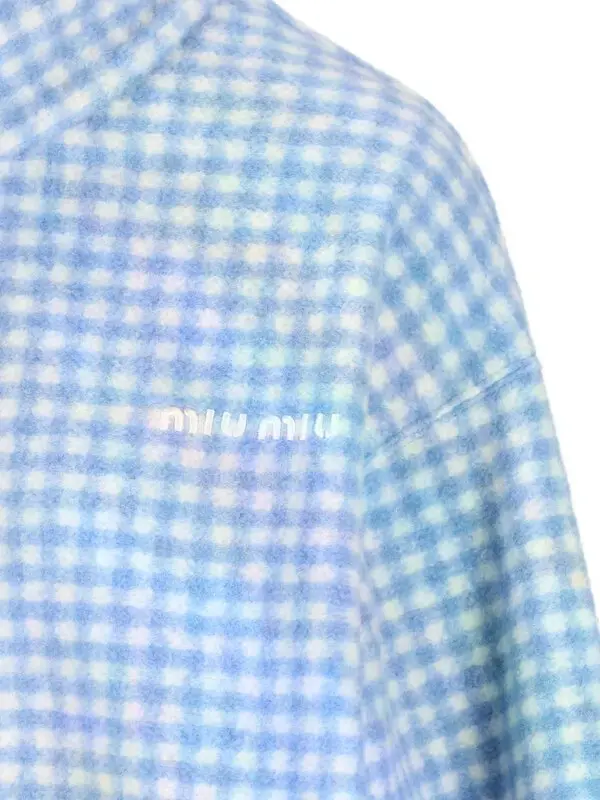 Miu Miu Gingham-check Logo-embroidered Jacket