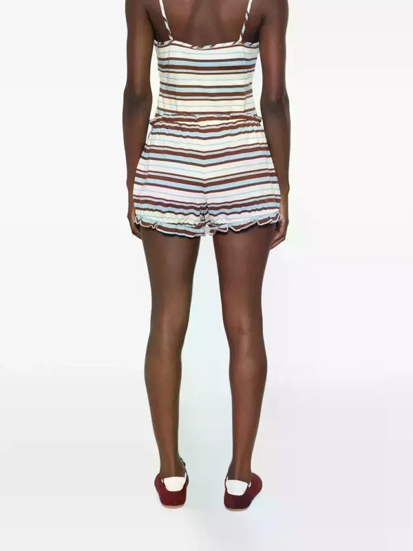 Posse Nadine Ruffled Striped Shorts