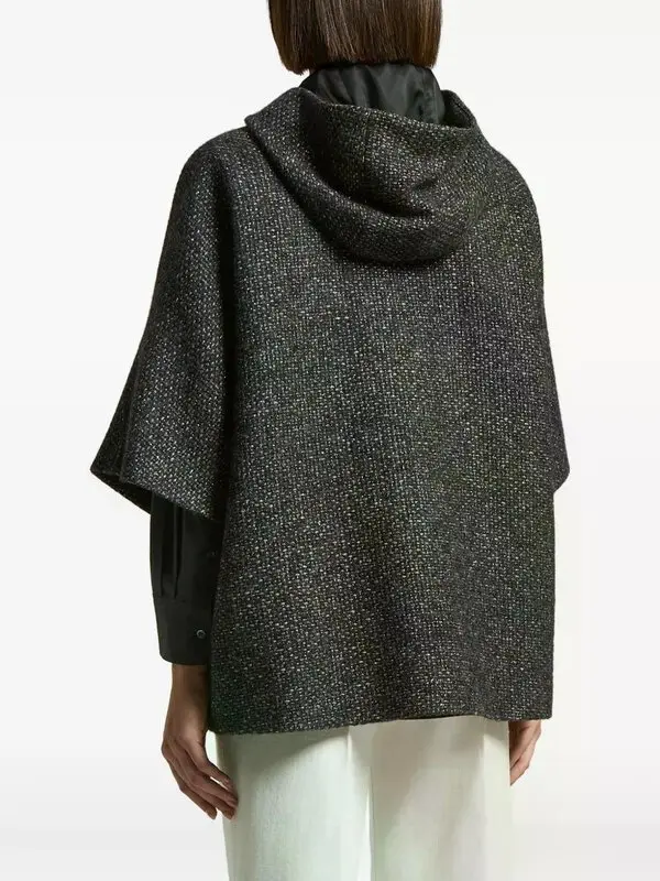 Peserico Hooded Bouclé-knit Cape