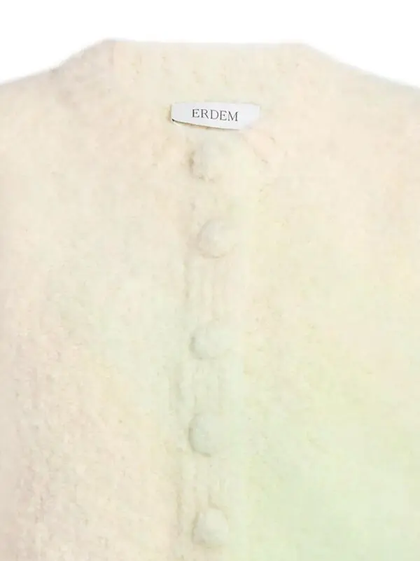 Erdem Bouclé Floral-trim Cardigan