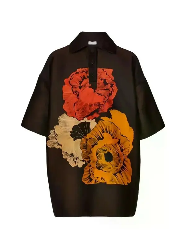 FERRAGAMO Floral-print Short-sleeve Polo Shirt