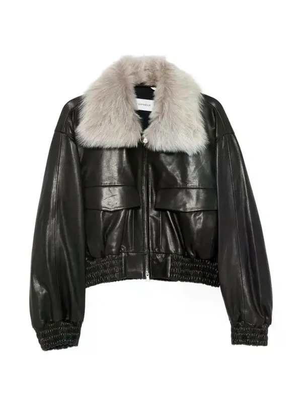 Nour Hammour Ellery Leather Jacket With Fur Trim - Black