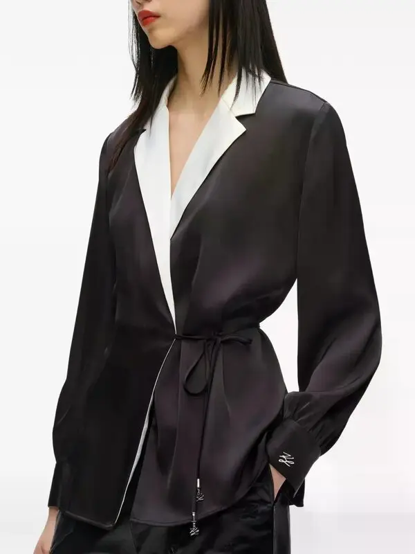 Karl Lagerfeld Satin-finish Wrap Blouse