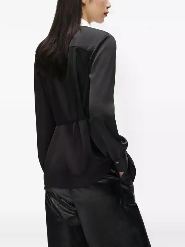Karl Lagerfeld Satin-finish Wrap Blouse