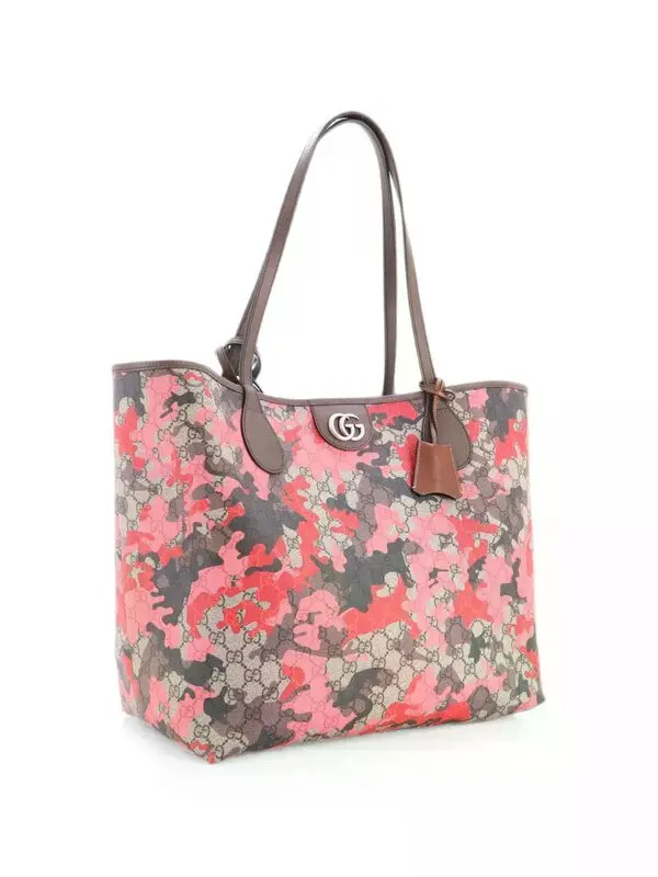 Gucci Gg Open Gg Camouflage Coated Canvas Large Tote Bag