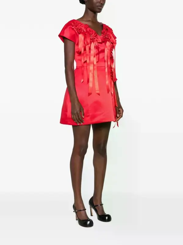 Simone Rocha Satin Rosette Detail Mini Dress