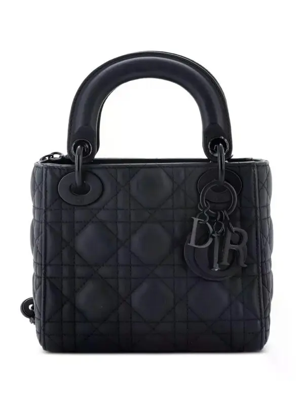 Dior Ultra Matte Lady Chain Bag Cannage Quilt Calfskin Mini Shoulder Bag - Black