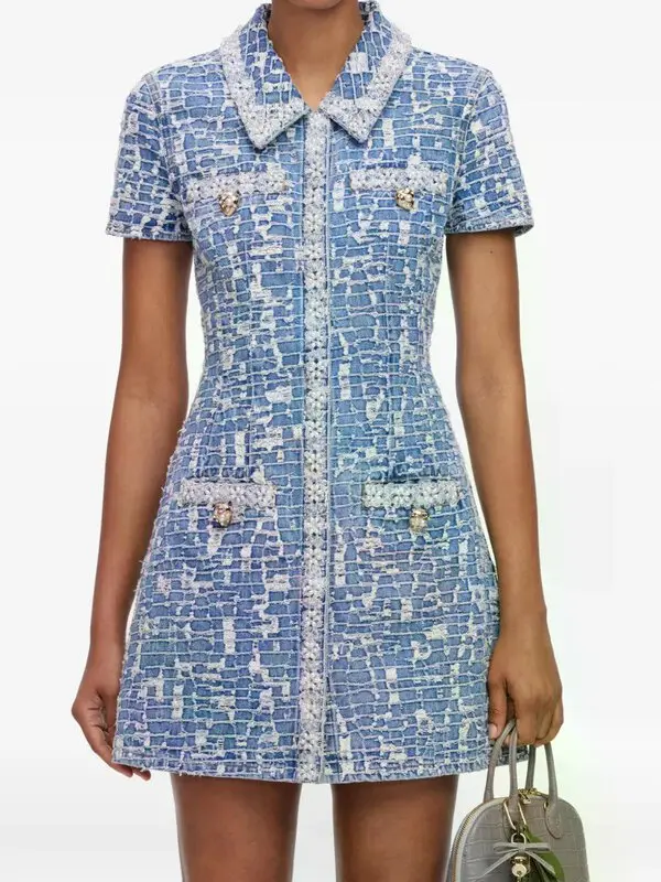 SELF-PORTRAIT Sequin-embellished Collared Mini Dress