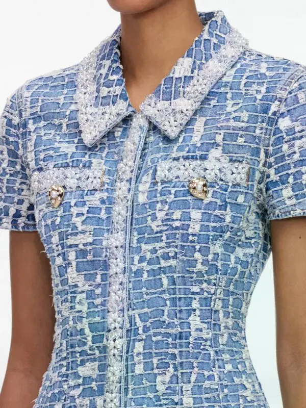 SELF-PORTRAIT Sequin-embellished Collared Mini Dress