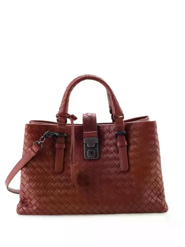 Bottega Veneta Roma Bag Intrecciato Nappa Small Tote Bag - Red