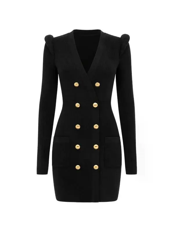 Elisabetta Franchi Mini Dress In Knit Fabric With 3d Details - Black