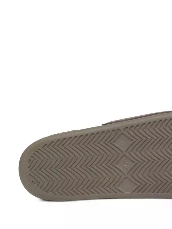 Mcm Ultrasuede Embossed Logo Slides
