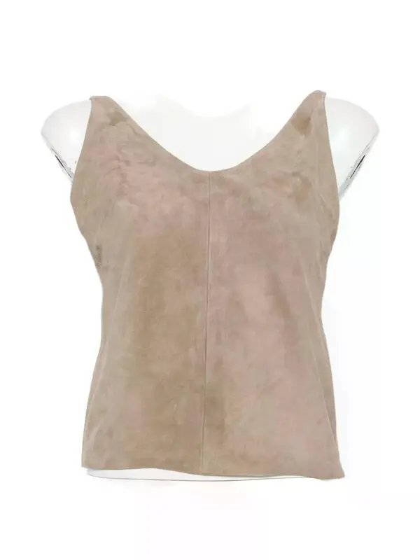 ST. AGNI Suede Low-back Cami Top - Neutrals