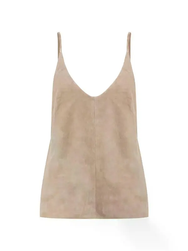 ST. AGNI Suede Low-back Cami Top - Neutrals