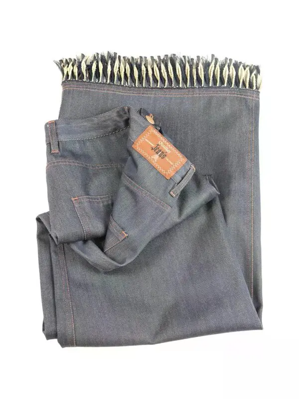 JEAN PAUL GAULTIER Denim Maxi Skirt With Fringed Hem