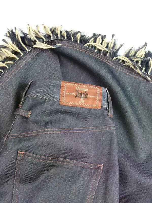 JEAN PAUL GAULTIER Denim Maxi Skirt With Fringed Hem